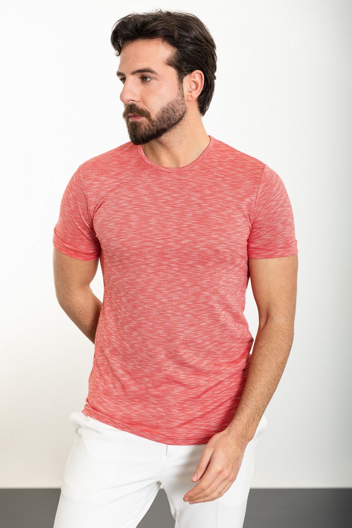 Tile Color Dobby Design Casual Cotton Men's Tshirt