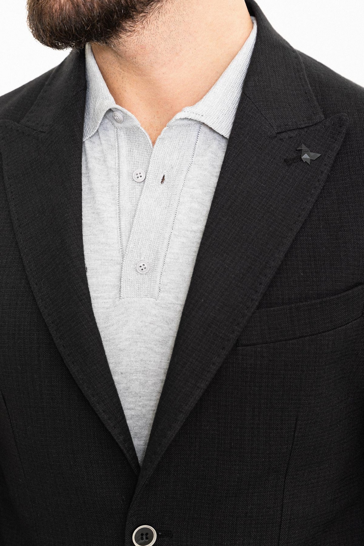 Black Color Flap Pocket Design Casual Men's Cotton Blazer