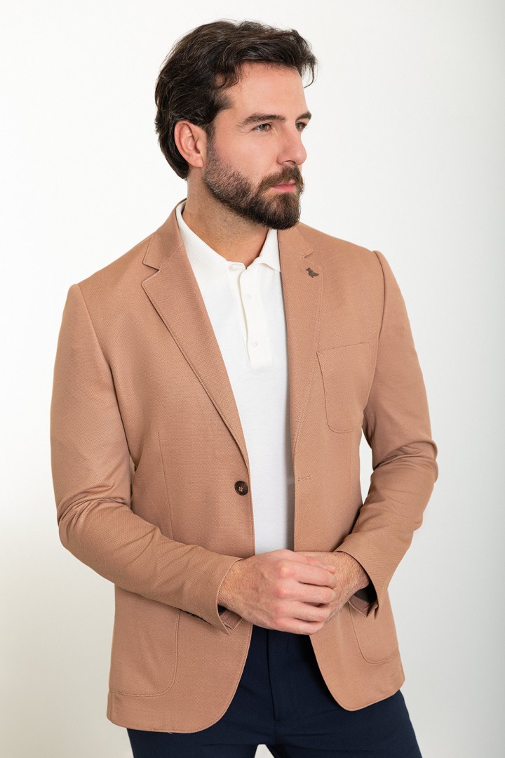 Tile Color Hanging Pocket Design Casual Cotton Blazer