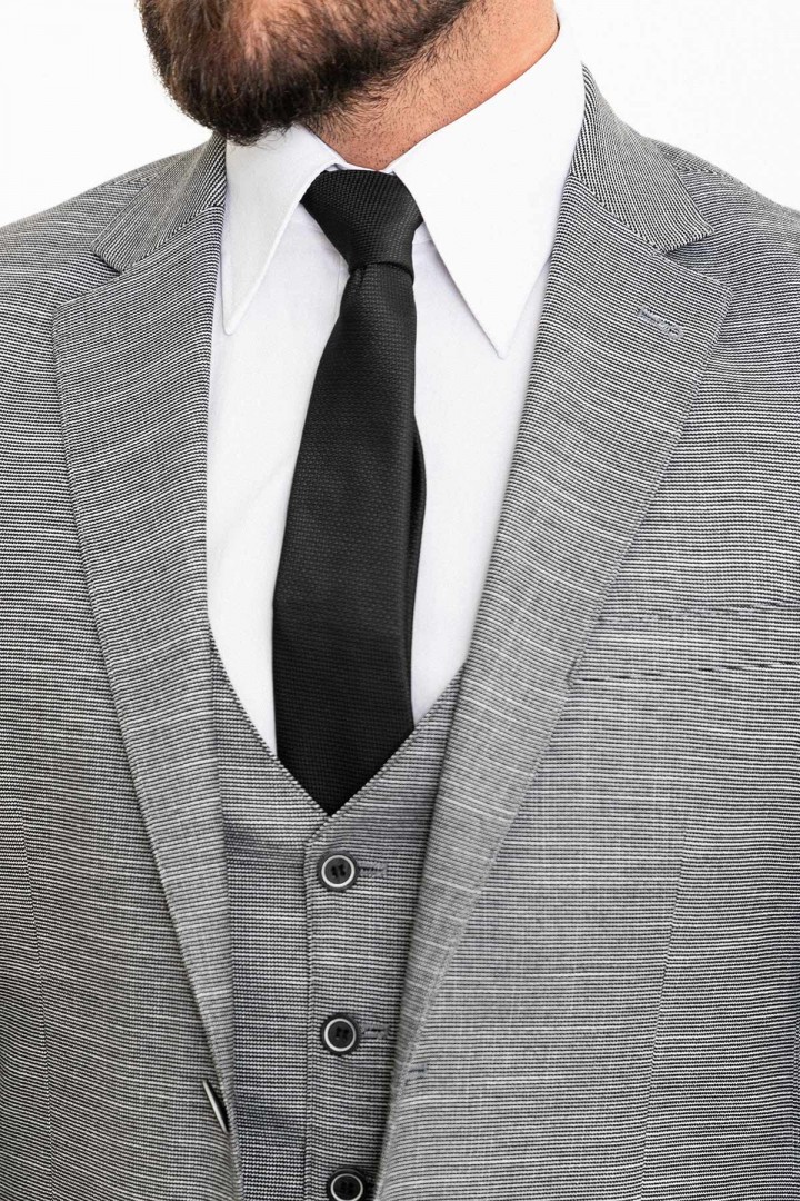 Black Color Dobby Design Classic Men's Cotton Suit